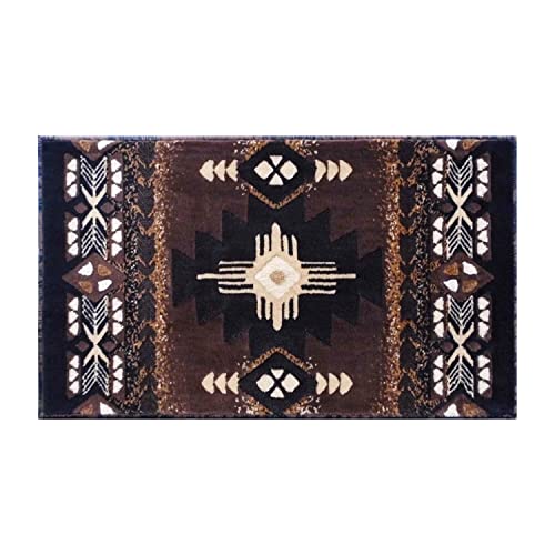 South West Native American Door Mat Area Rug Design C318 Chocolate (24 Inch X 40 Inch)