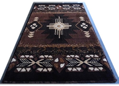 South West Native American Door Mat Area Rug Design C318 Chocolate (24 Inch X 40 Inch)