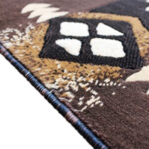 South West Native American Door Mat Area Rug Design C318 Chocolate (24 Inch X 40 Inch)