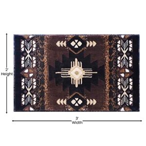 South West Native American Door Mat Area Rug Design C318 Chocolate (24 Inch X 40 Inch)