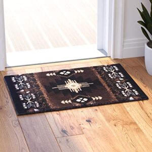 South West Native American Door Mat Area Rug Design C318 Chocolate (24 Inch X 40 Inch)