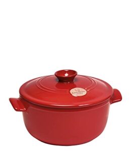 emile henry flame round stewpot dutch oven, 4.2 quart, burgundy