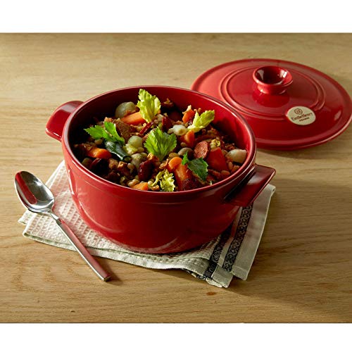 Emile Henry Flame Round Stewpot Dutch Oven, 4.2 Quart, Burgundy