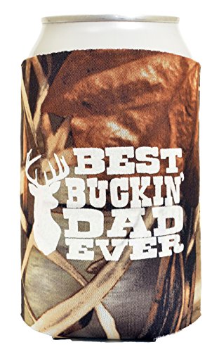 Funny Beer Coolie Best Buckin' Dad 2 Pack Can Drink Coolers Coolies Tree Camo Max 4