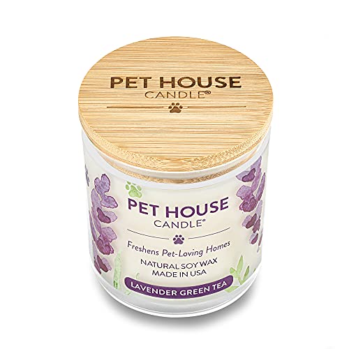 One Fur All - 100% Natural Plant-Based Wax Candle, 30+ Fragrances - Pet Odor Eliminator, Appx 60 Hours Burn Time, Scented Jar Candles – Pet House Candle, (Pack of 1, Lavender Green Tea)