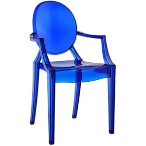 modway eei-121-blu casper modern acrylic stacking kitchen and dining room arm chair in blue - fully assembled