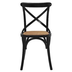 Modway Gear Rustic Modern Farmhouse Elm Wood Rattan Dining Chair in Black