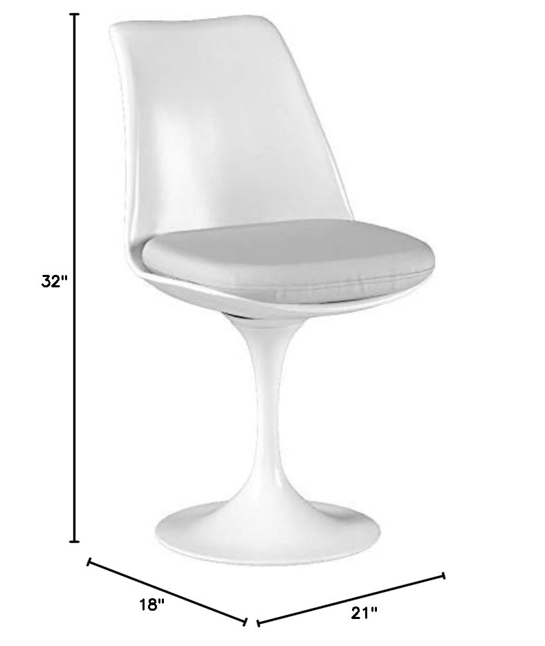 Modway Lippa Mid-Century Modern Faux Leather Upholstered Swivel Dining Chair in White