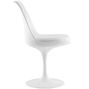 Modway Lippa Mid-Century Modern Faux Leather Upholstered Swivel Dining Chair in White