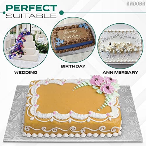 Rectangular White Cake Boards Rectangle - Cake Drums Super Heavy Elements Foil Board Cake Holder Reusable Cake Board Set - 13.8x9.9 Rectangle Cake Carrier White Carton Board Sheets Cake Supplies Base