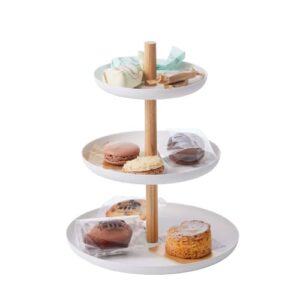 yamazaki home 3-tier food serving stand - appetizer & dessert tray party organizer