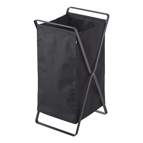 Yamazaki Home Basket-Foldable Storage Organizer | Steel | Laundry Hamper, One Size, Black