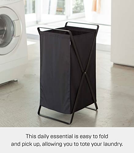 Yamazaki Home Basket-Foldable Storage Organizer | Steel | Laundry Hamper, One Size, Black