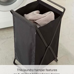 Yamazaki Home Basket-Foldable Storage Organizer | Steel | Laundry Hamper, One Size, Black