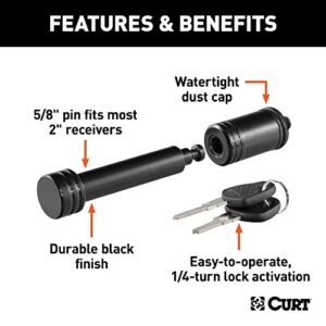 CURT 23518 Black Trailer Hitch Lock, 5/8-Inch Pin Diameter, Fits 2-Inch Receiver