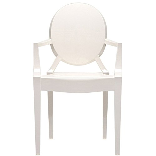 2xhome Ghost Arm Side Chair, White