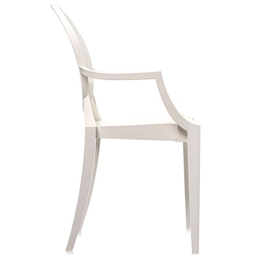 2xhome Ghost Arm Side Chair, White