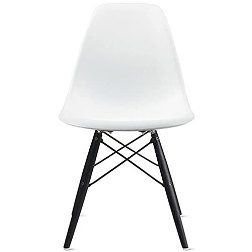 2xhome Eiffel Mid Century Modern Dining Side Chair with Black Wood Legs, White