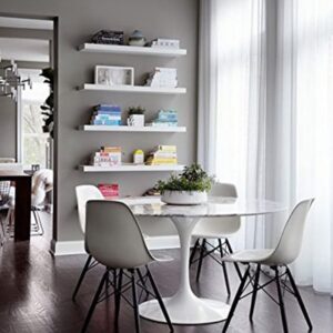 2xhome Eiffel Mid Century Modern Dining Side Chair with Black Wood Legs, White