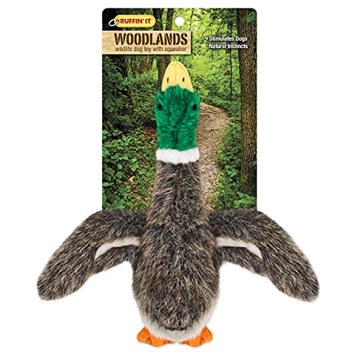 RUFFIN' IT Woodlands Mallard Stuffed Plush Dog Toy, Small