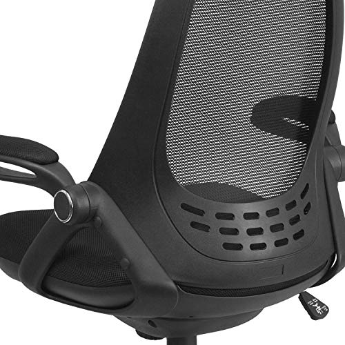 Flash Furniture Ivan High Back Black Mesh Executive Swivel Office Chair with Flip-Up Arms