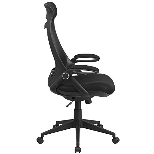 Flash Furniture Ivan High Back Black Mesh Executive Swivel Office Chair with Flip-Up Arms