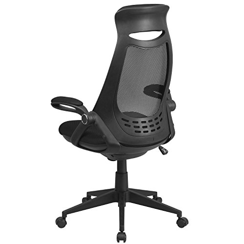 Flash Furniture Ivan High Back Black Mesh Executive Swivel Office Chair with Flip-Up Arms