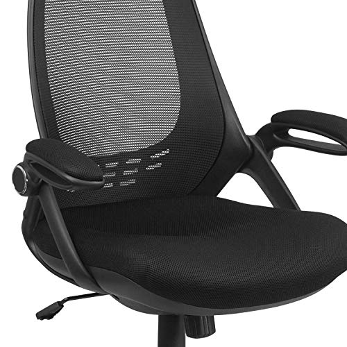 Flash Furniture Ivan High Back Black Mesh Executive Swivel Office Chair with Flip-Up Arms