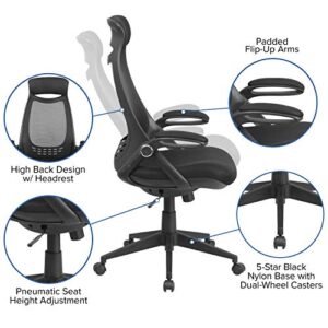 Flash Furniture Ivan High Back Black Mesh Executive Swivel Office Chair with Flip-Up Arms