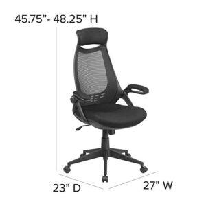 Flash Furniture Ivan High Back Black Mesh Executive Swivel Office Chair with Flip-Up Arms