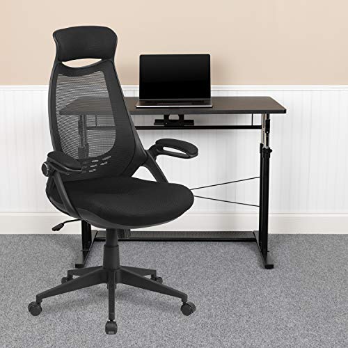 Flash Furniture Ivan High Back Black Mesh Executive Swivel Office Chair with Flip-Up Arms