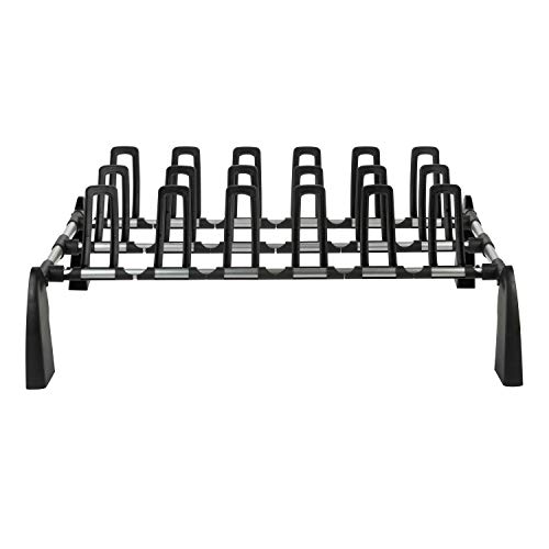 Organize It All 9 Pair Floor Shoe Rack | Storage and Organization | Great For Bedroom | Entryway | Closet | Compact Design | Black