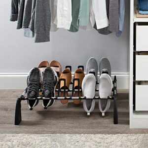 Organize It All 9 Pair Floor Shoe Rack | Storage and Organization | Great For Bedroom | Entryway | Closet | Compact Design | Black