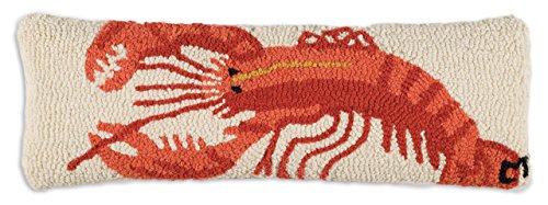 Chandler 4 Corners Artist-Designed Red Lobster Hand-Hooked Wool Decorative Throw Pillow (8” x 24”) Marine Life Pillow for Couches & Beds - Easy Care & Low Maintenance - Ocean & Coastal Home Décor