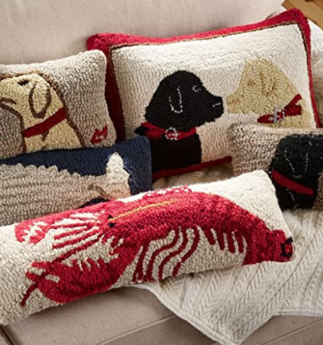 Chandler 4 Corners Artist-Designed Red Lobster Hand-Hooked Wool Decorative Throw Pillow (8” x 24”) Marine Life Pillow for Couches & Beds - Easy Care & Low Maintenance - Ocean & Coastal Home Décor