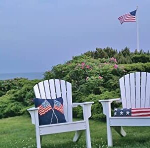 Chandler 4 Corners Artist-Designed Stars and Stripes Hand-Hooked Wool Decorative Throw Pillow (8” x 24”) 4th of July Pillow for Couches & Beds - Easy Care, Low Maintenance - Veteran, Patriotic Pillow