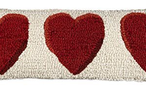 Chandler 4 Corners Artist-Designed Three Hearts Hand-Hooked Wool Decorative Throw Pillow (8” x 24”) Valentine's Day Pillow for Couches & Beds - Low Maintenance - Pillow for Anniversary & Weddings