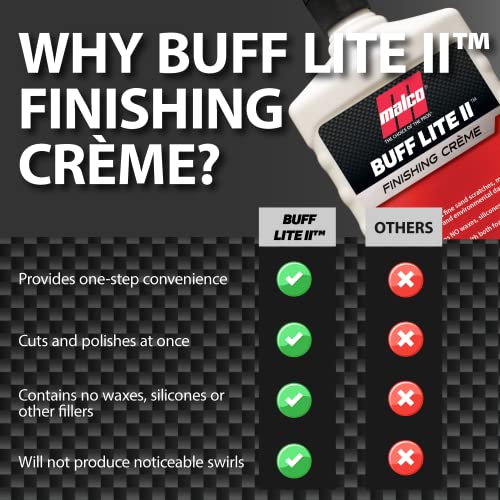 Malco Buff Lite II Finishing Crème – One-Step Professional Cutting, Polishing and Finishing Compound/Removes Brush Marks, Car Wash Scratches, and Snow Brush Scratches / 32 Oz. (114132)