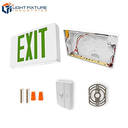 LFI Lights | Green Self Testing Exit Sign | All LED | White Thermoplastic Housing | Hardwired with Battery Backup | Optional Double Face and Knock Out Arrows Included | UL Listed | LED-G-W-ST