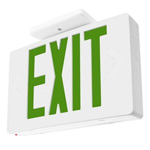 LFI Lights | Green Self Testing Exit Sign | All LED | White Thermoplastic Housing | Hardwired with Battery Backup | Optional Double Face and Knock Out Arrows Included | UL Listed | LED-G-W-ST