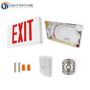 LFI Lights | Red Self Testing Exit Sign | All LED | White Thermoplastic Housing | Hardwired with Battery Backup | Optional Double Face and Knock Out Arrows Included | UL Listed | (1 Pack) | LED-R-W-ST