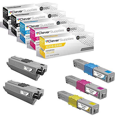 CS Compatible Toner Cartridge Replacement for Okidata C330 44469801 Black 44469703 Cyan 44469701 Yellow 44469702 Magenta Oki C17 C310dn C330dn C510dn C531dn C530dn MC362w MFP MC562w MFP 5 Color Set