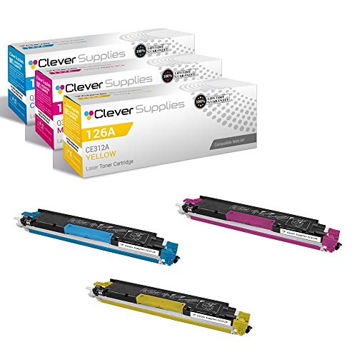 CS Compatible Toner Cartridge Replacement for HP 100 Color MFP M175NW CE311A Cyan CE312A Yellow CE313A Magenta HP 126A Color Laserjet CP1020 CP1025NW PRO 100 PRO M175NW 3 Color Set