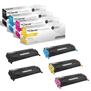 cs compatible toner cartridge replacement for hp 1600 q6000a black q6001a cyan q6002a yellow q6003a magenta hp 124a 1600 2600n 2600dn 2605 2605dn 2605dtn cm1015 cm1015mfp cm1017 5 color set