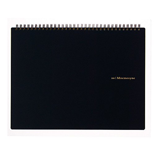 Maruman MNEMOSYNE Notebook 8.66 x 11.69 Inches (Horizontal A4), 5mm-squared, 70 Sheets (N180A), black