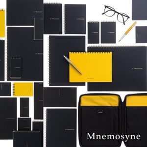 Maruman MNEMOSYNE Notebook 8.66 x 11.69 Inches (Horizontal A4), 5mm-squared, 70 Sheets (N180A), black