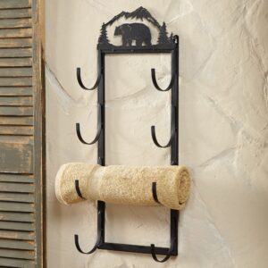 black forest décor bear wall & door mount towel rack – bear bathroom decor