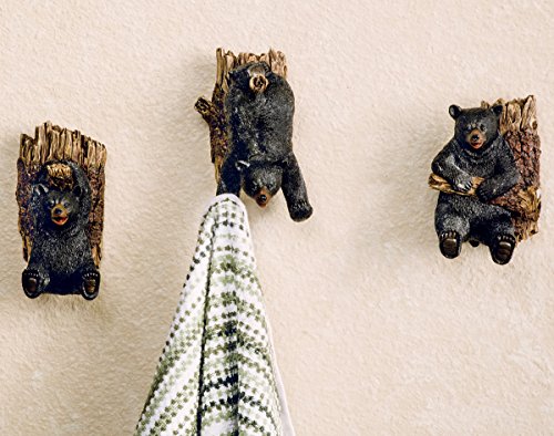 BLACK FOREST DECOR Frolicking Bear on Tree Hooks - Set of 3