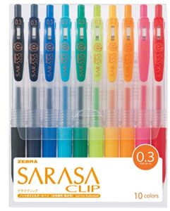 zebra sarasa clip 0.3mm, 10 color set (jjh15-10ca)