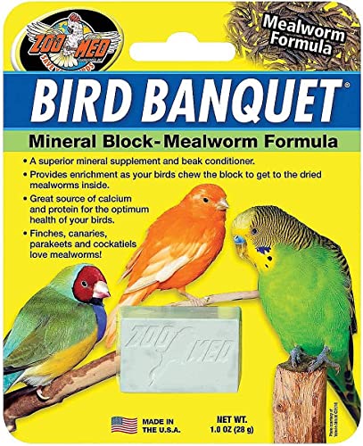 Zoo Med Bird Banquet, 1 Ounce, Mealworm Formula Mineral Block